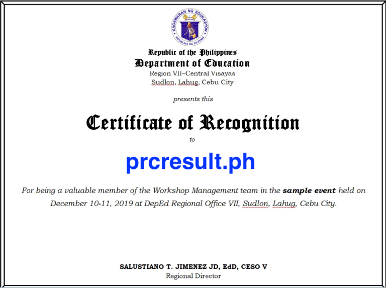 Certificate Of Enrollment DepEd COE - PRC Board Exam Results 2025