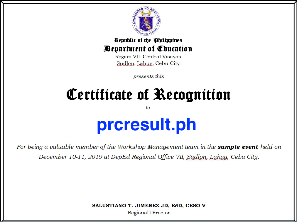 Certificate Of Enrollment DepEd COE - PRC Board Exam Results 2025